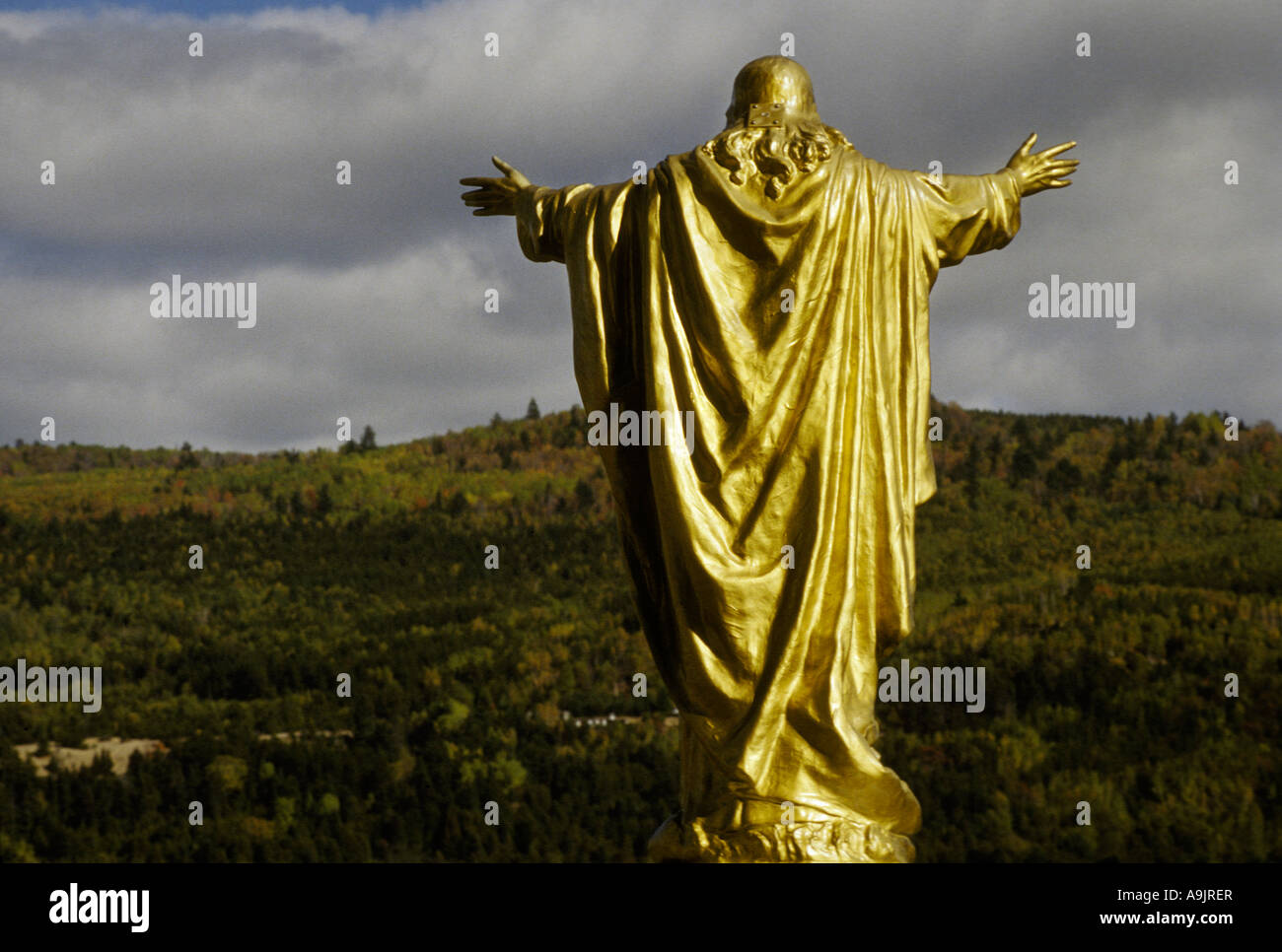 Canada Canadian North America religious statue Christ St Lawrence river ...