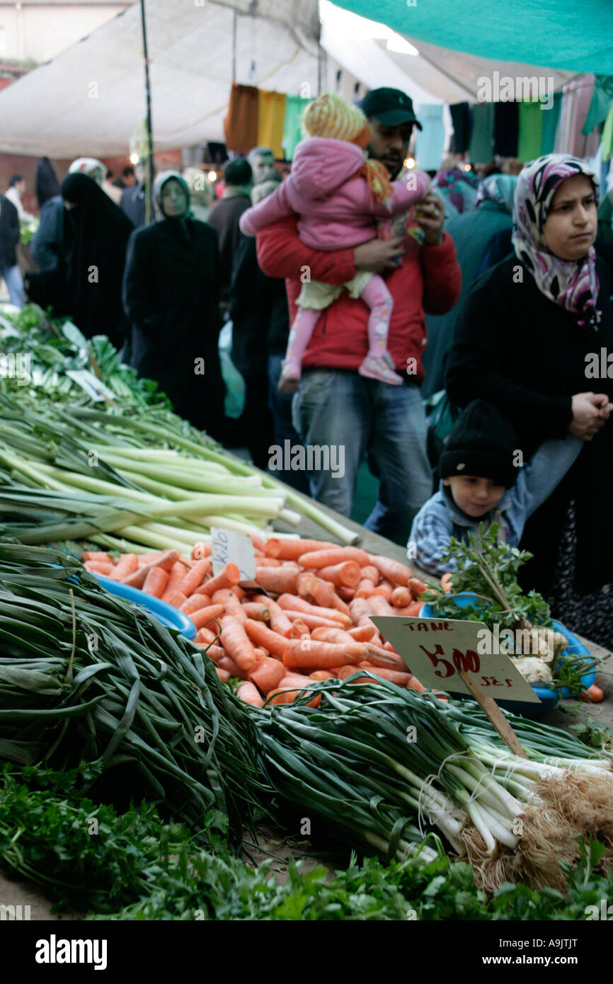 Fresh fruit and vegetable market in the Fener district, Istanbul ...
