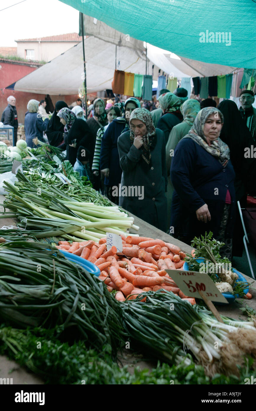 Fresh fruit and vegetable market in the Fener district, Istanbul ...