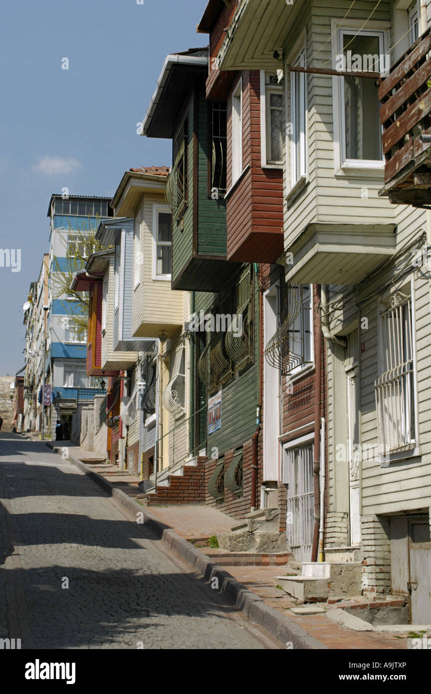 Row of traditional houses Istanbul Stock Photo - Alamy
