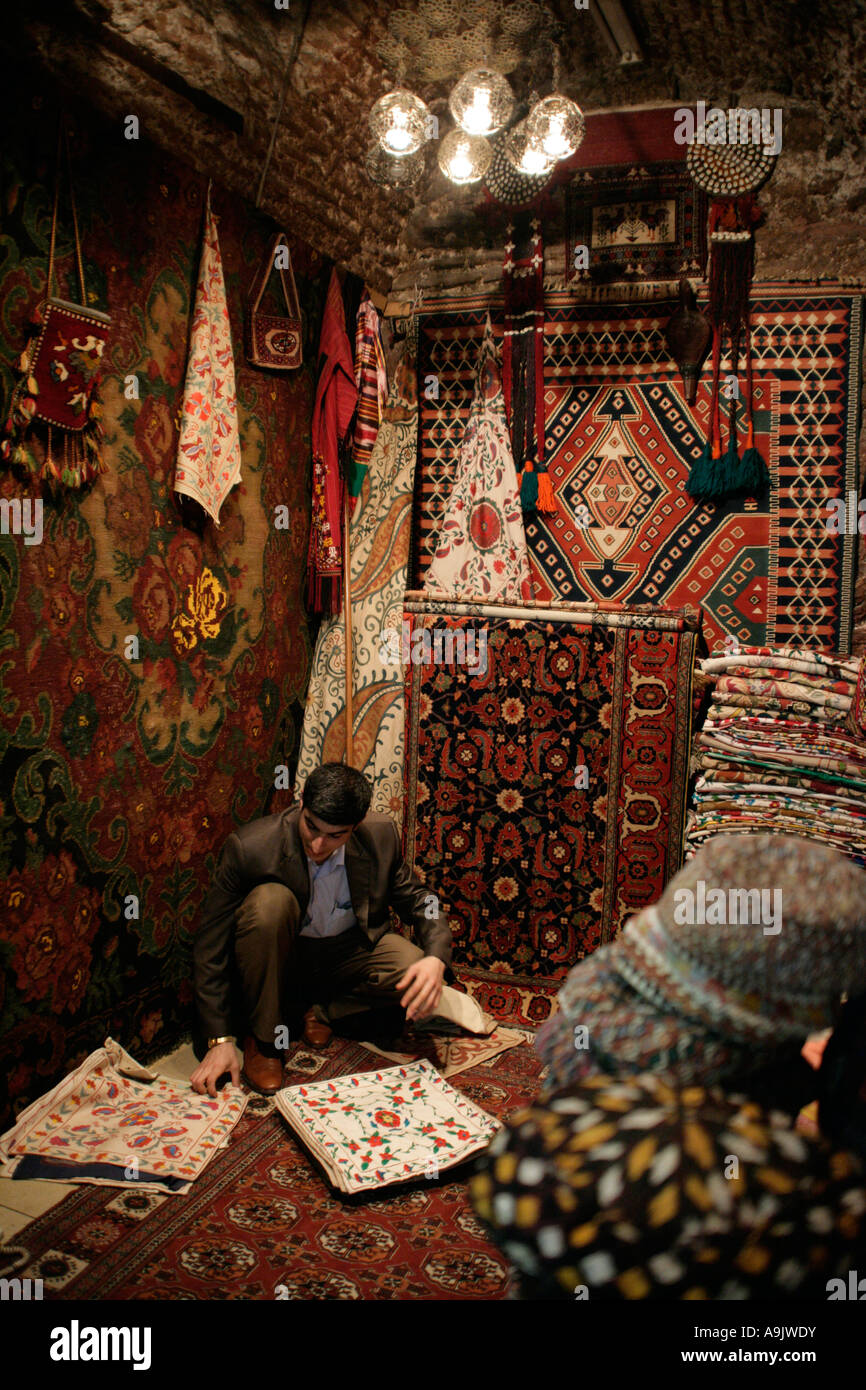 Carpets and textiles for sale at the Grand Bazaar, Istanbul, Turkey ...