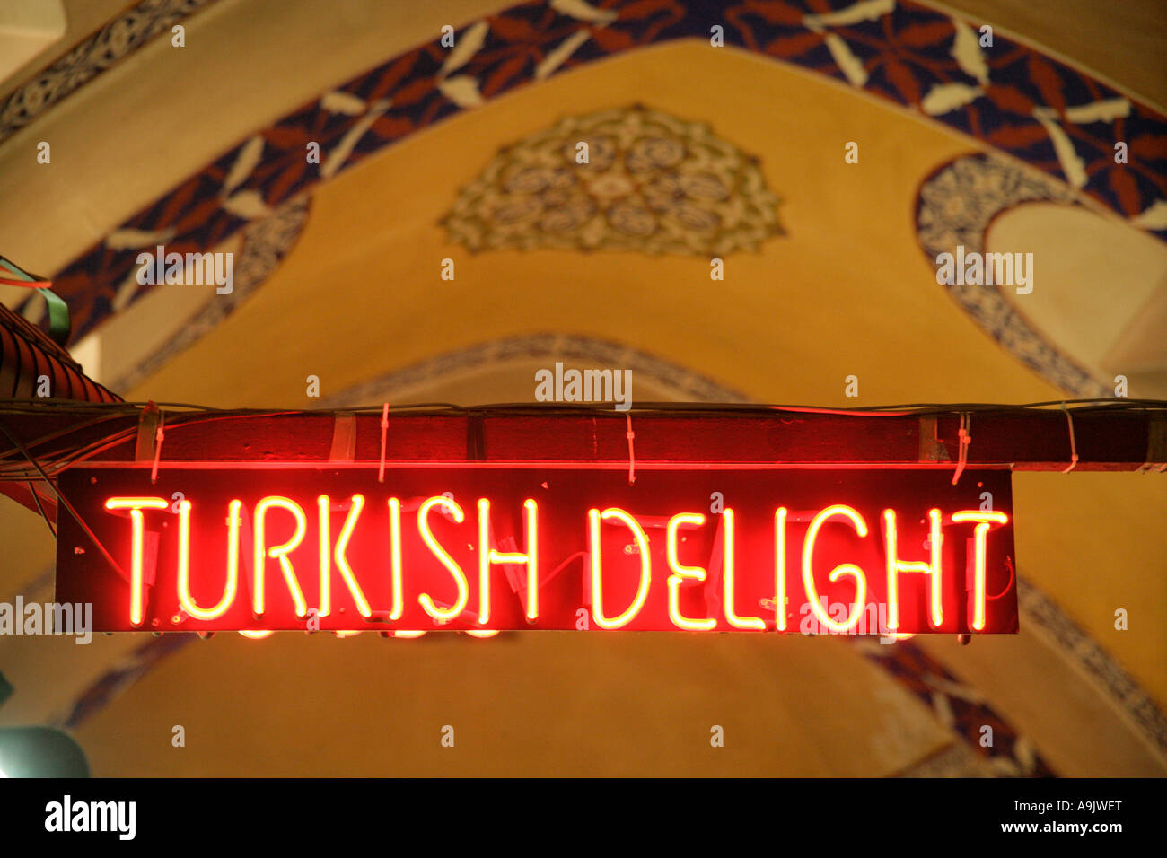 Turkish delight sign at the Grand Bazaar, Istanbul, Turkey Stock Photo ...