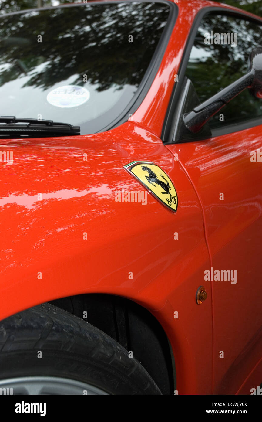 Red Ferrari close up detail Stock Photo - Alamy