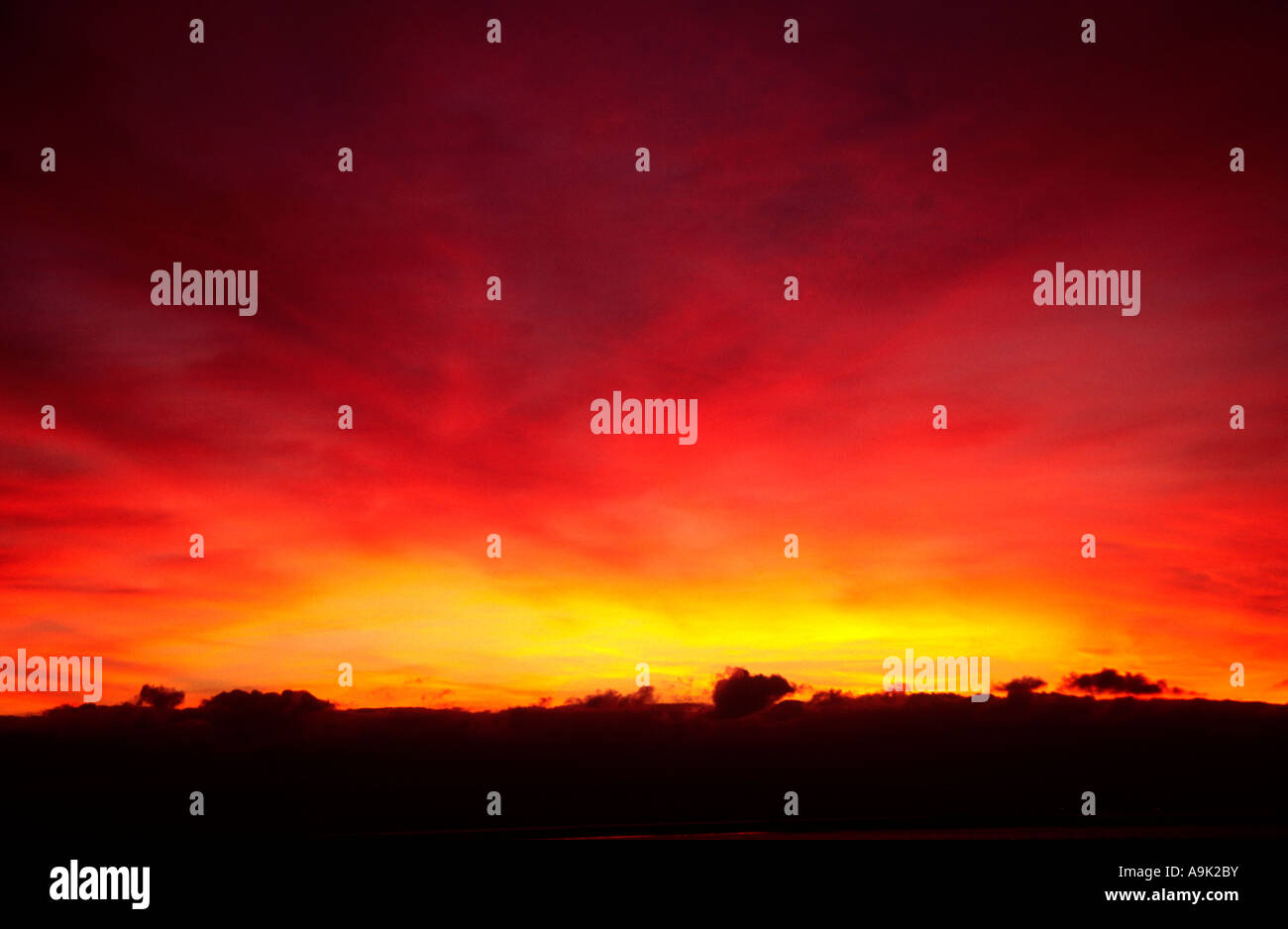 fiery sunset in somerset Stock Photo - Alamy
