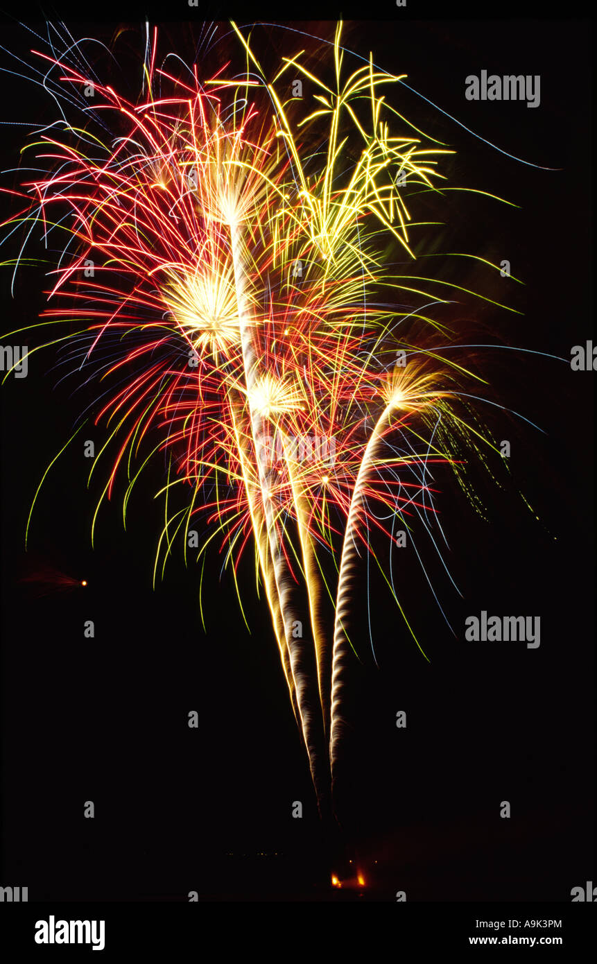 fireworks in the night sky Stock Photo - Alamy