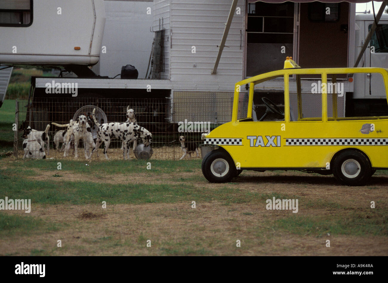 Bentley Bros. Brothers circus back lot yellow clown car American US ...