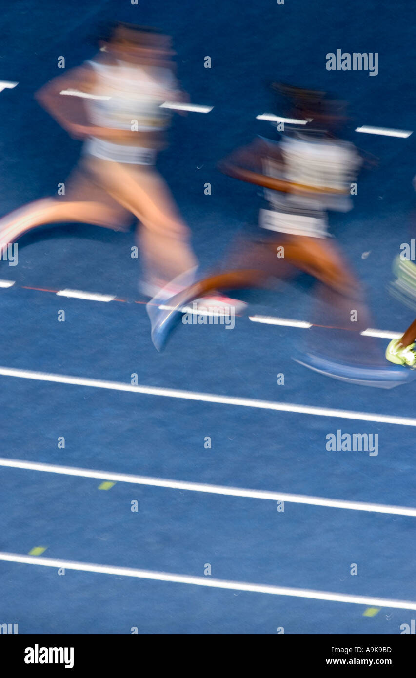 track and field competition on the blue lanes of the olympic stadium in ...