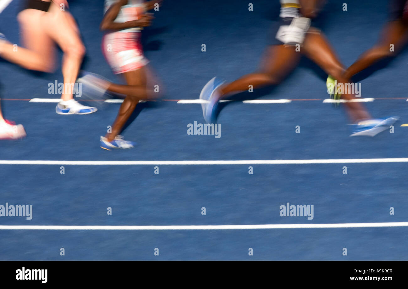 track and field competition on the blue lanes of the olympic stadium in ...