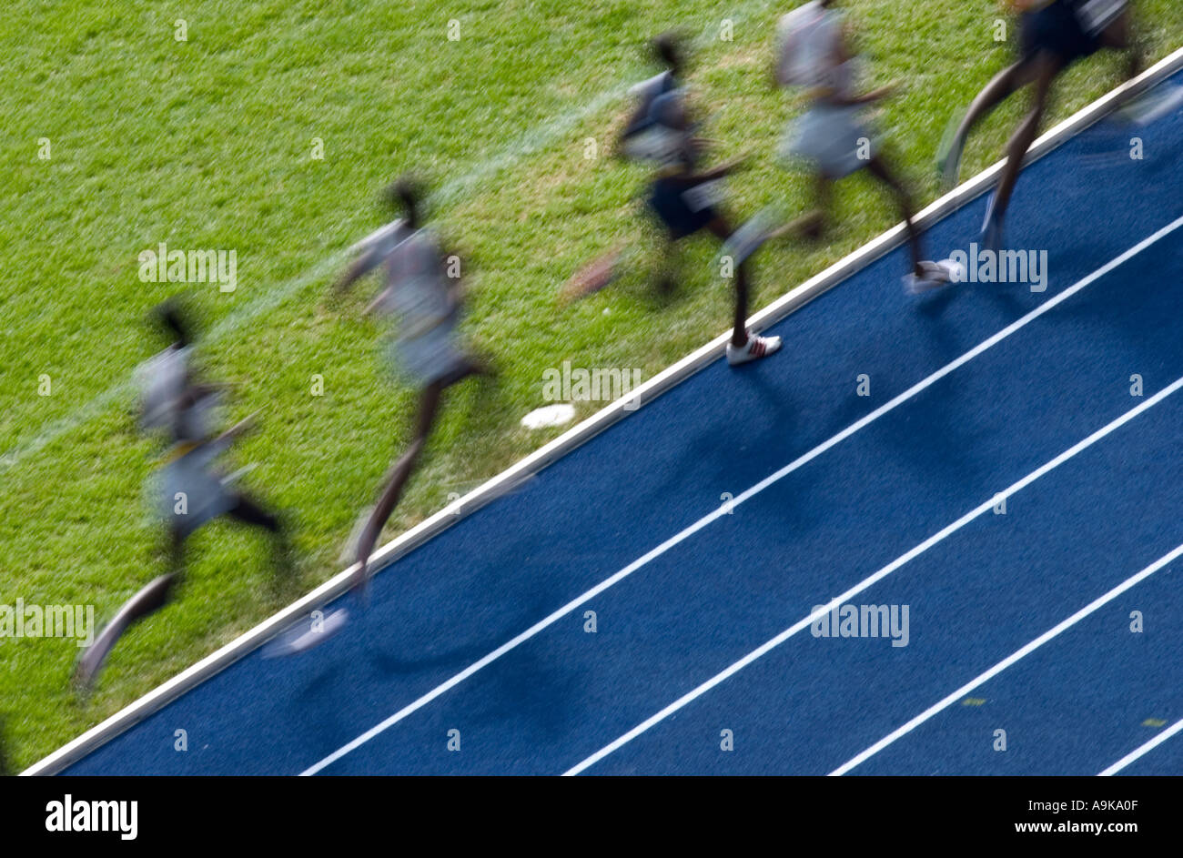 track and field competition on the blue lanes of the olympic stadium in ...