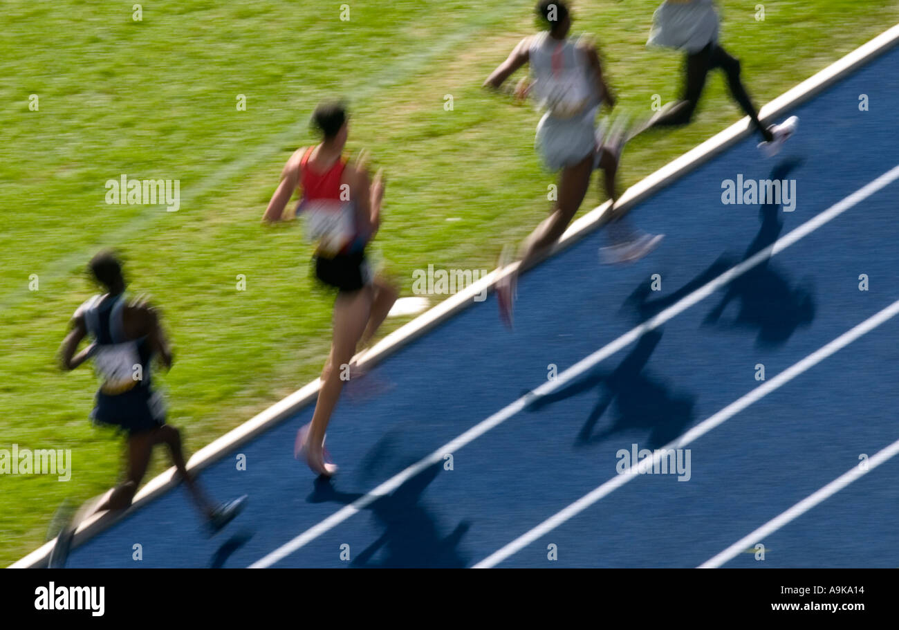 track and field competition on the blue lanes of the olympic stadium in ...