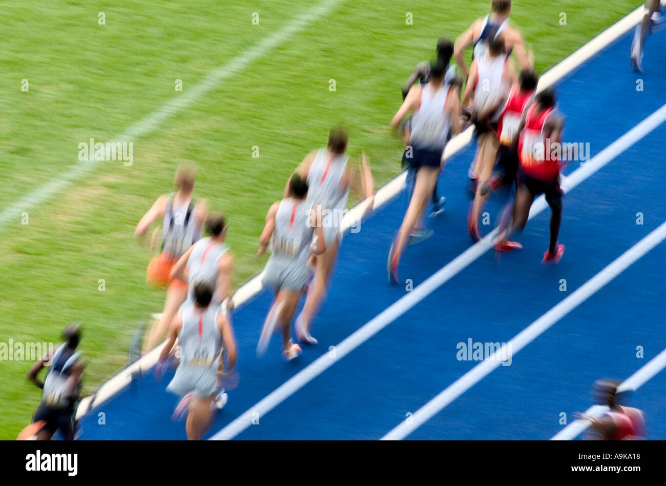 track and field competition on the blue lanes of the olympic stadium in ...