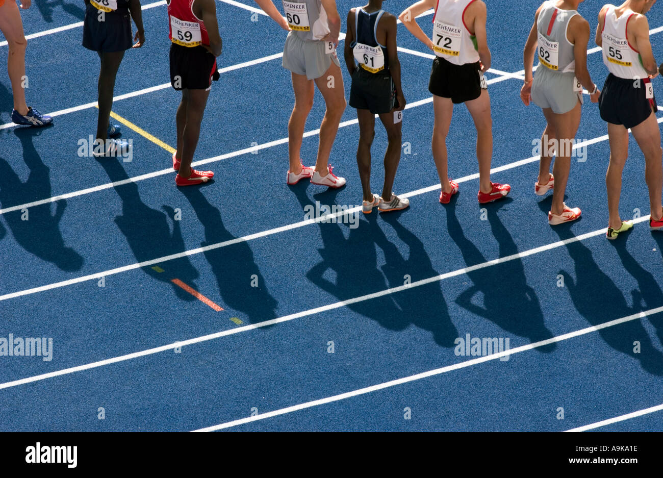 track and field competition on the blue lanes of the olympic stadium in ...