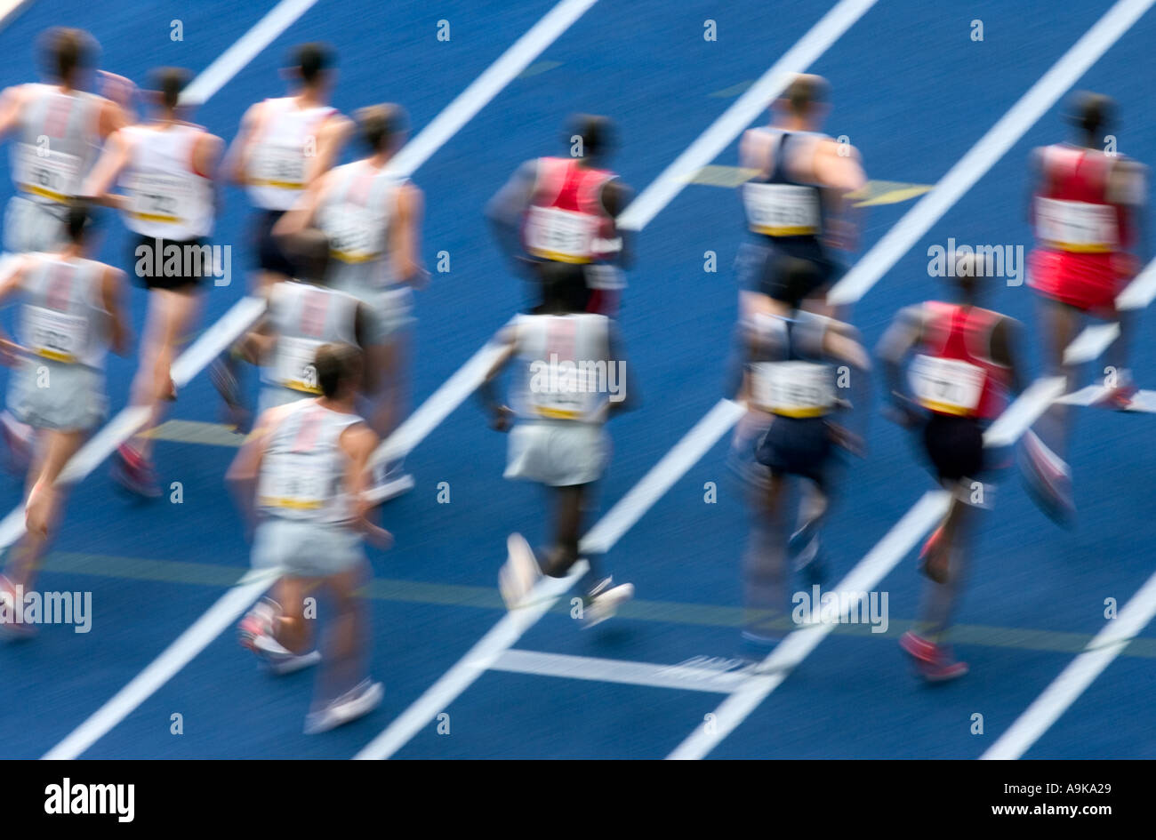 track and field competition on the blue lanes of the olympic stadium in ...