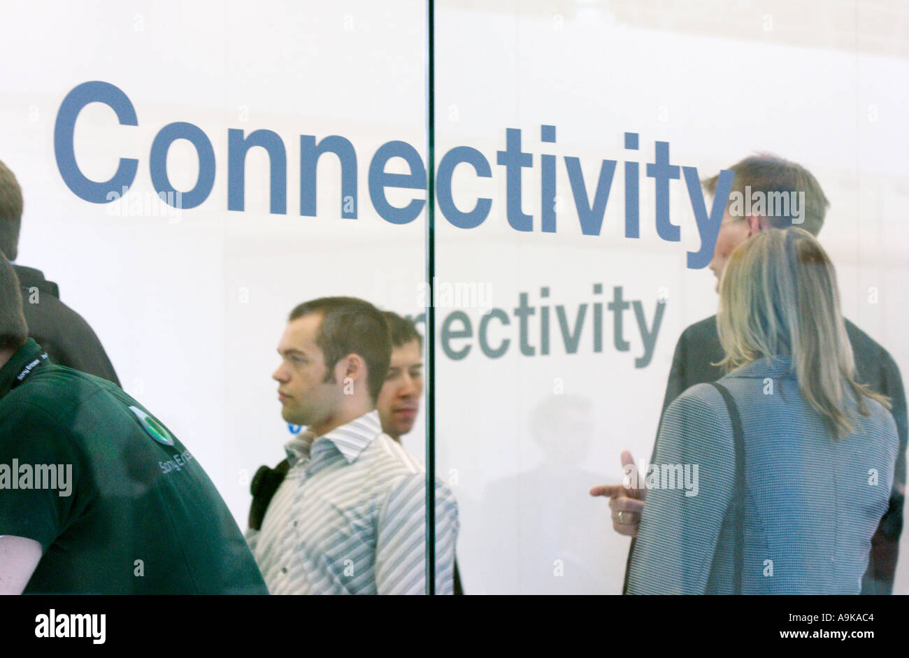 Visitors on the Computer Fair CeBIT 2004 and a character connectivity ...