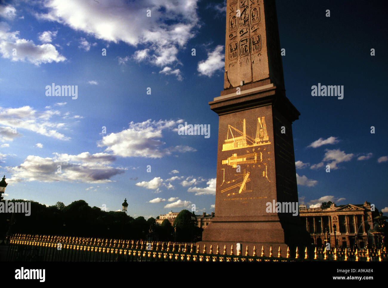 France Paris 1er Place de la Concorde view with detail of obelisc Stock ...