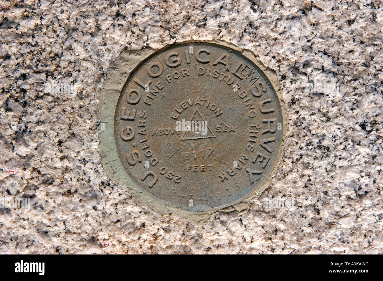 US Geological Marker on the summit of Sentinel Dome Yosemite National ...