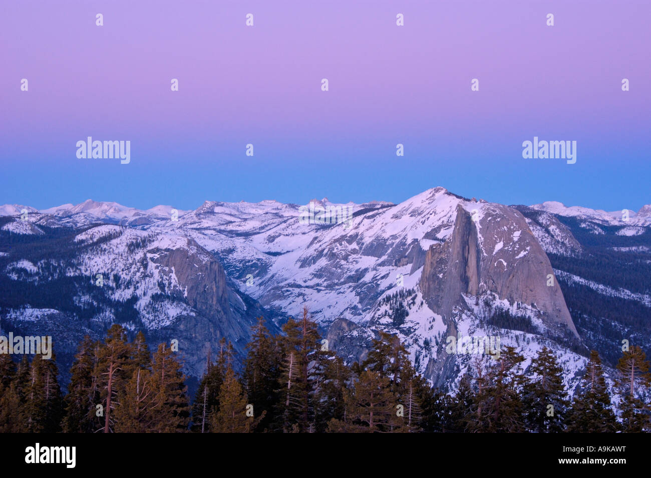 Half Dome and Clouds Rest at dusk from the summit of Sentinel Dome ...