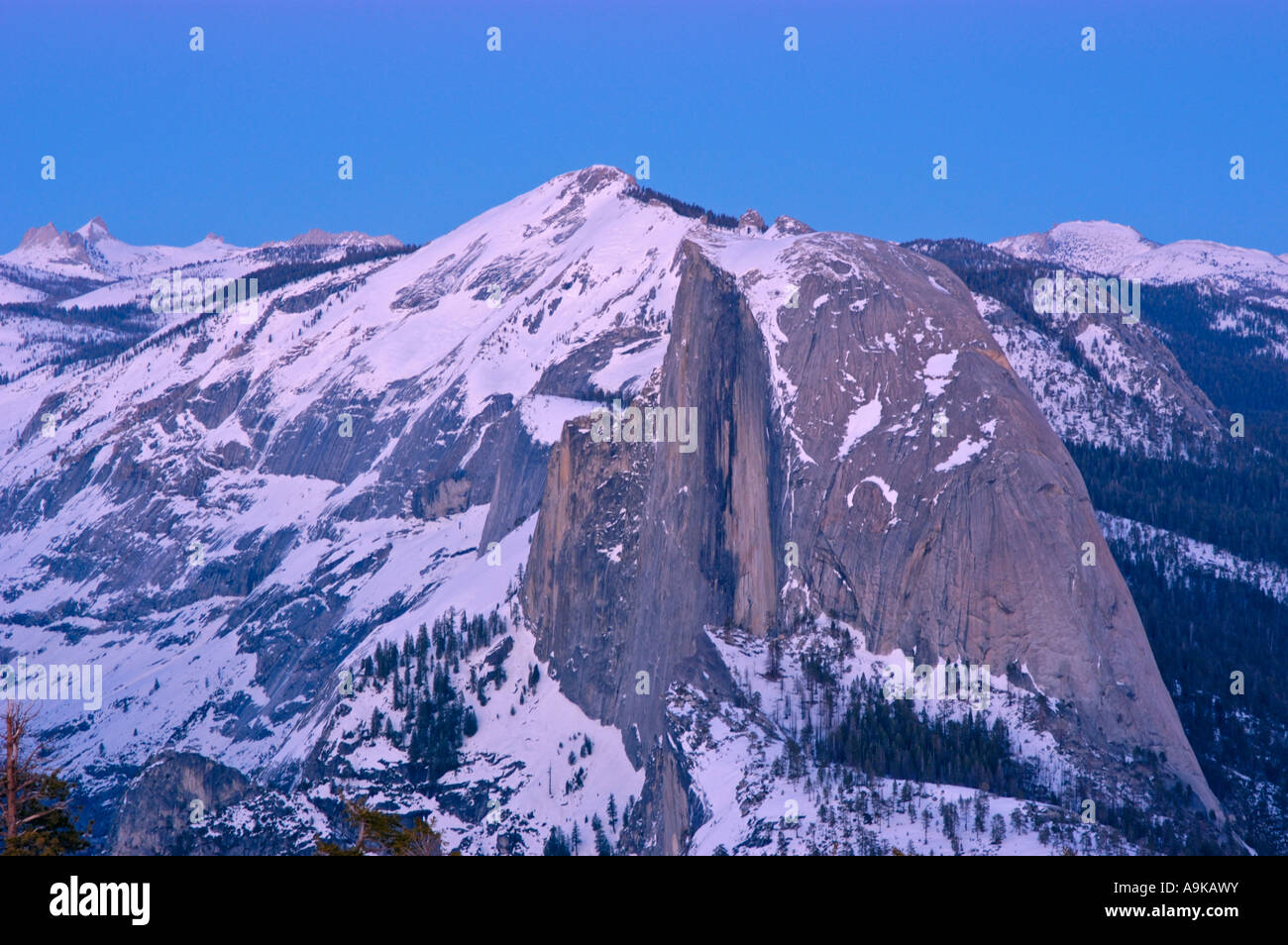 Half Dome and Clouds Rest at dusk from the summit of Sentinel Dome ...