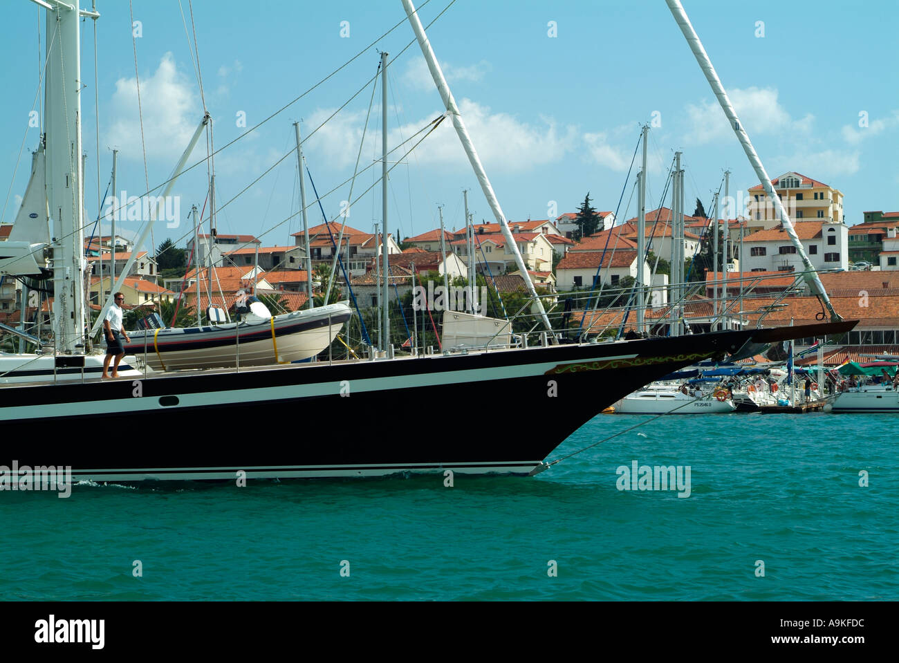 Sailing Ship Sets Sail Out of Trogir Harbour, Dalmatian Coast, Croatia ...