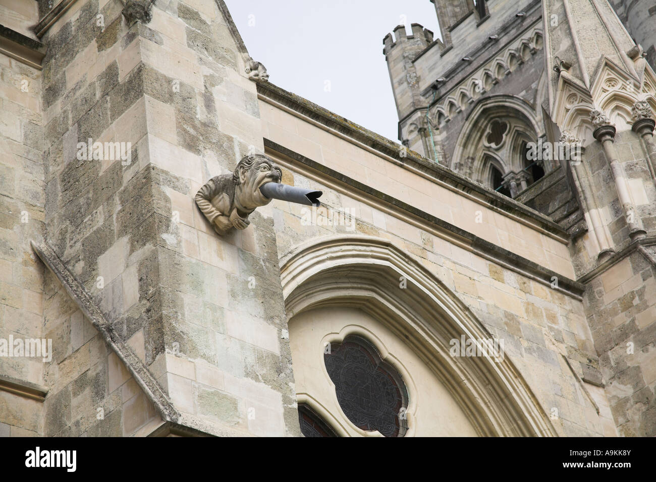 Modern restored replacement gargoyle Chichester Cathedral Sussex Stock ...