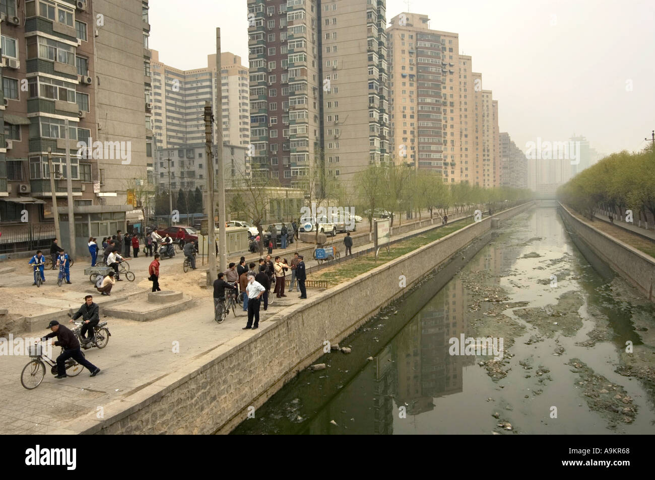 POLLUTED RIVER ON HOUSING ESTATE BEIJING CHINA Stock Photo - Alamy