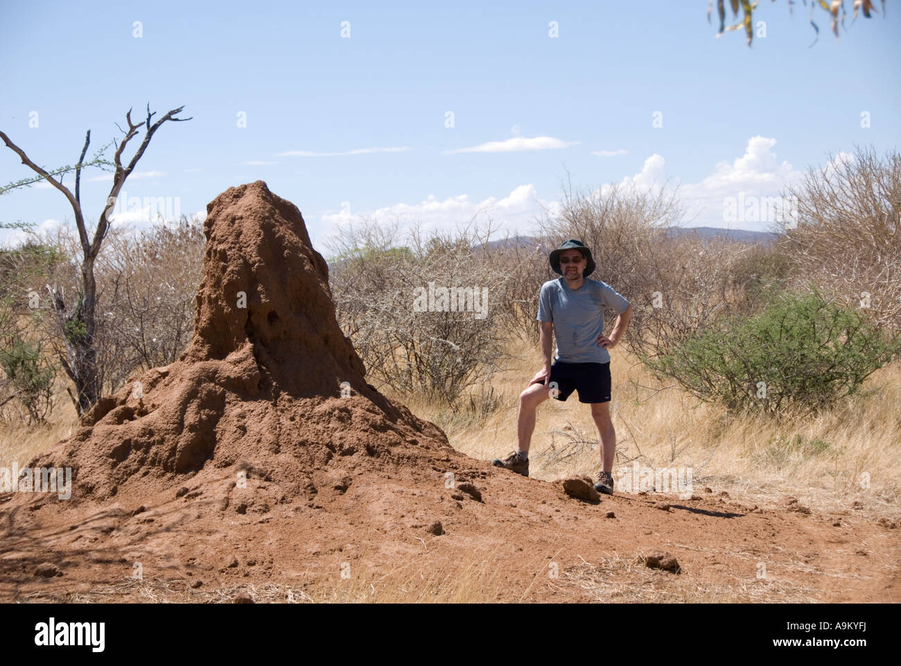 Termite mound in Namibia medium close up with photographer Mike Hally ...