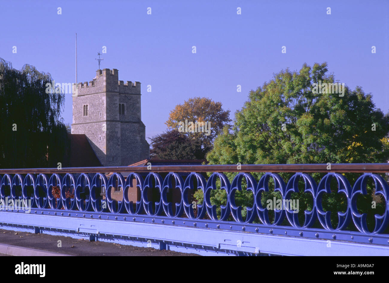 Cookham Berkshire England parapet of bridge over River Thames with ...