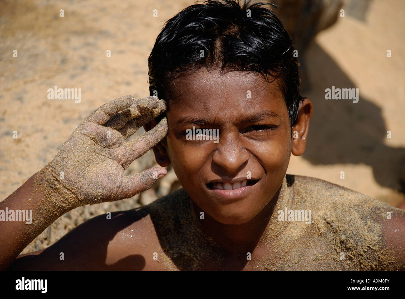 SALUTING SAND BOY IN KERALA Stock Photo - Alamy