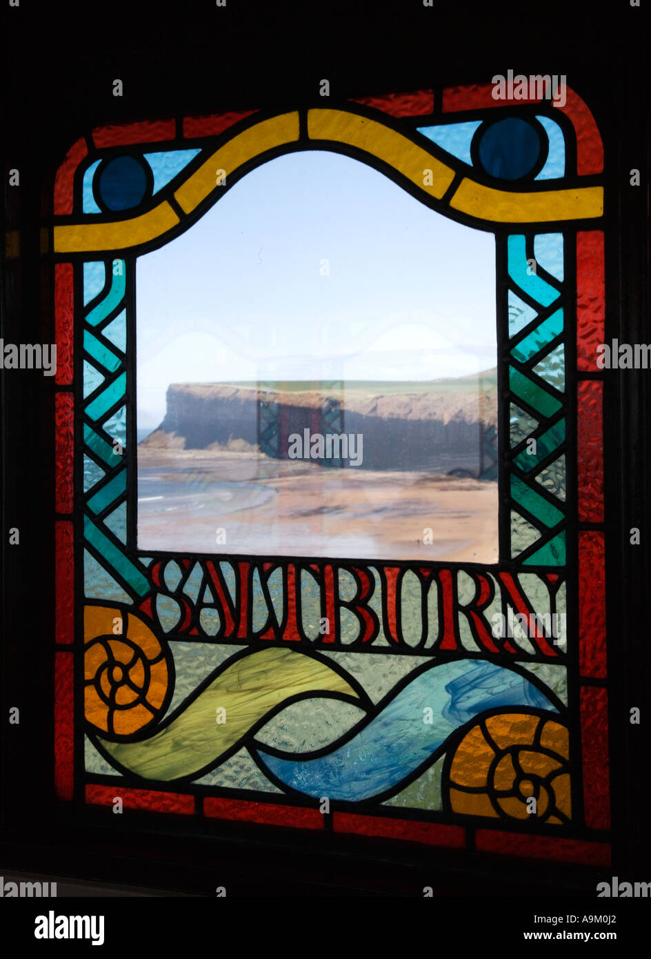 Stained Glass window to one of the Cliff Lift Cars Saltburn Redcar and ...