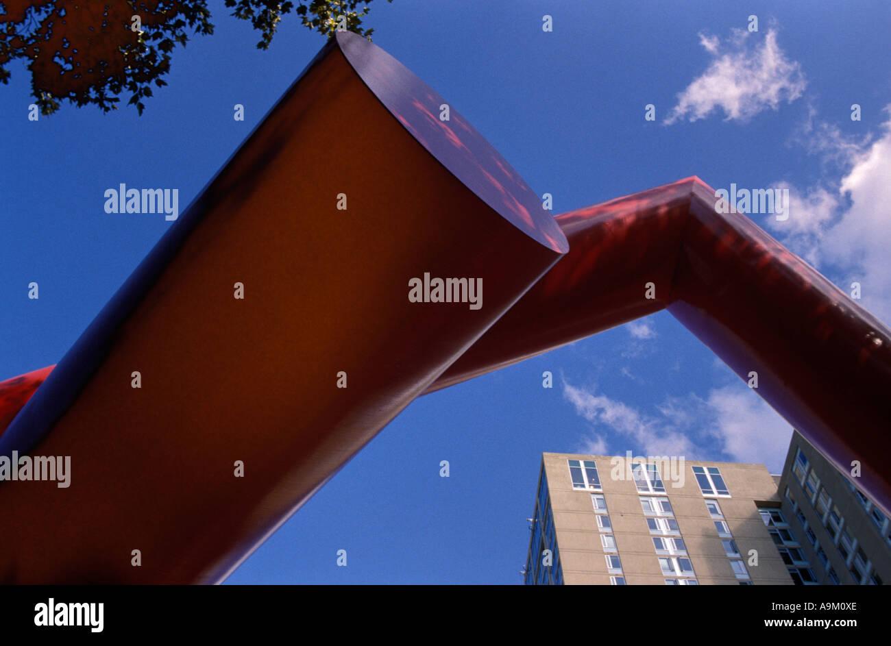 giant red sculpture on Univ. of Penn campus dormitory building ...