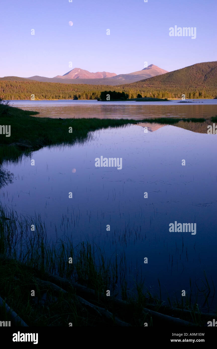 moonrise over Dillon Lake and mountains in Colorado Stock Photo - Alamy