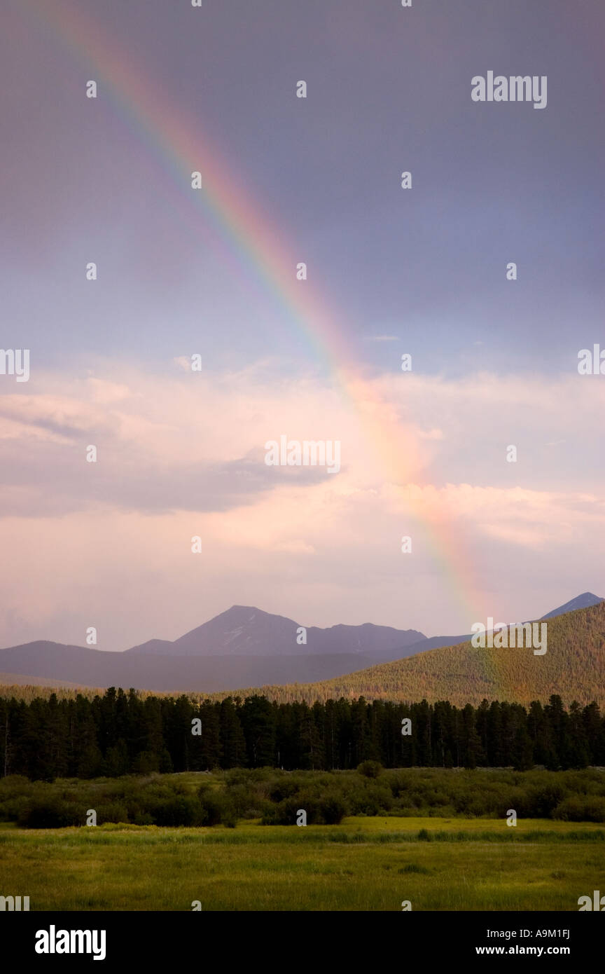 Colorado rainbow over mountains Stock Photo - Alamy