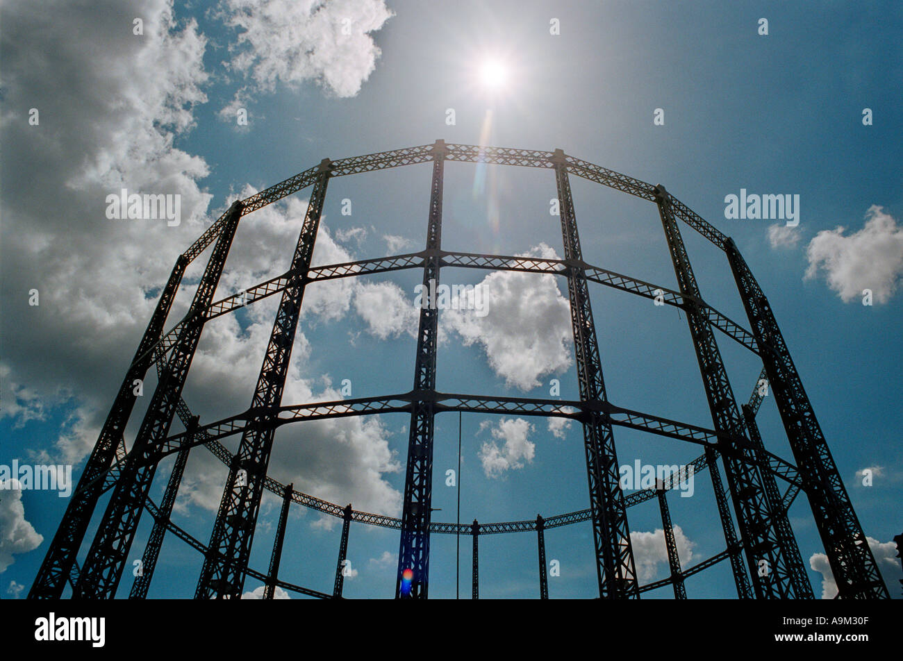deflated butane gas silo gas works London England Stock Photo - Alamy