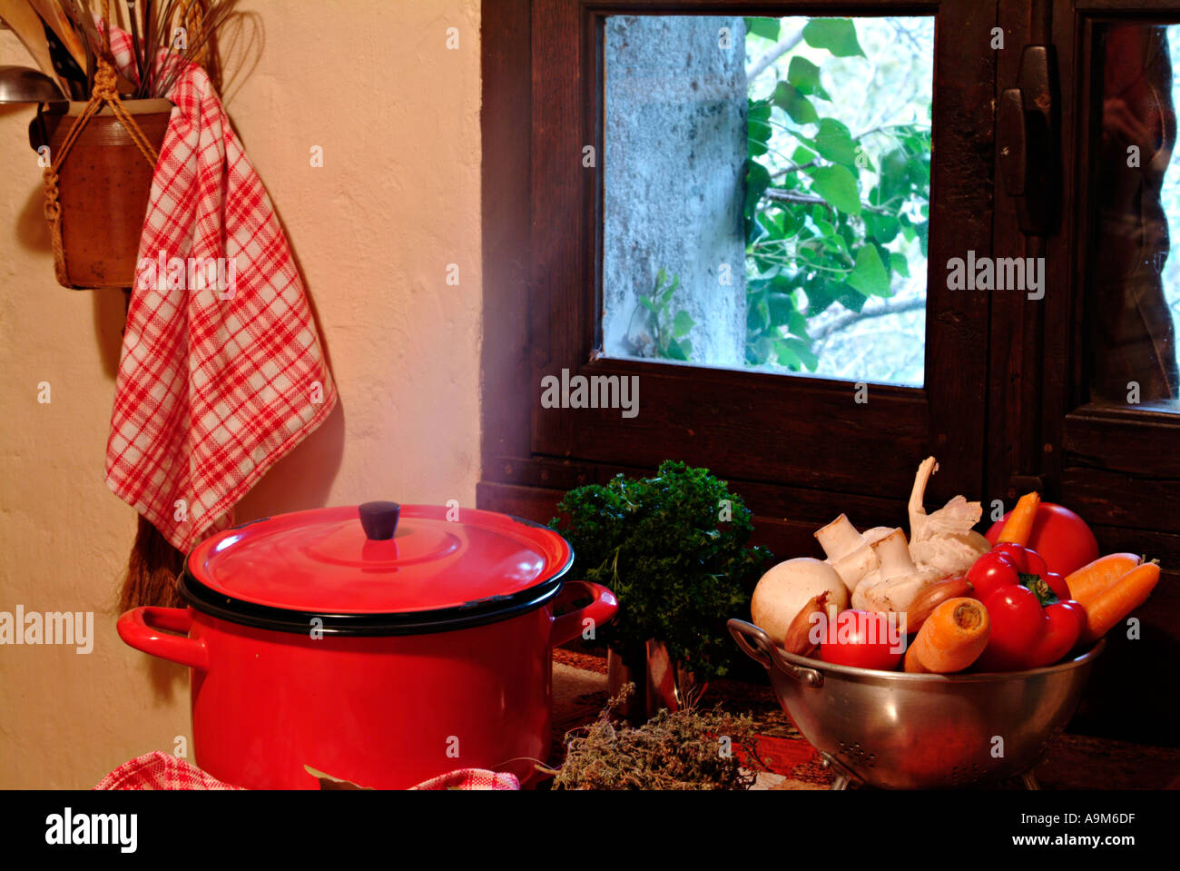 cooking in a country kitchen Stock Photo - Alamy