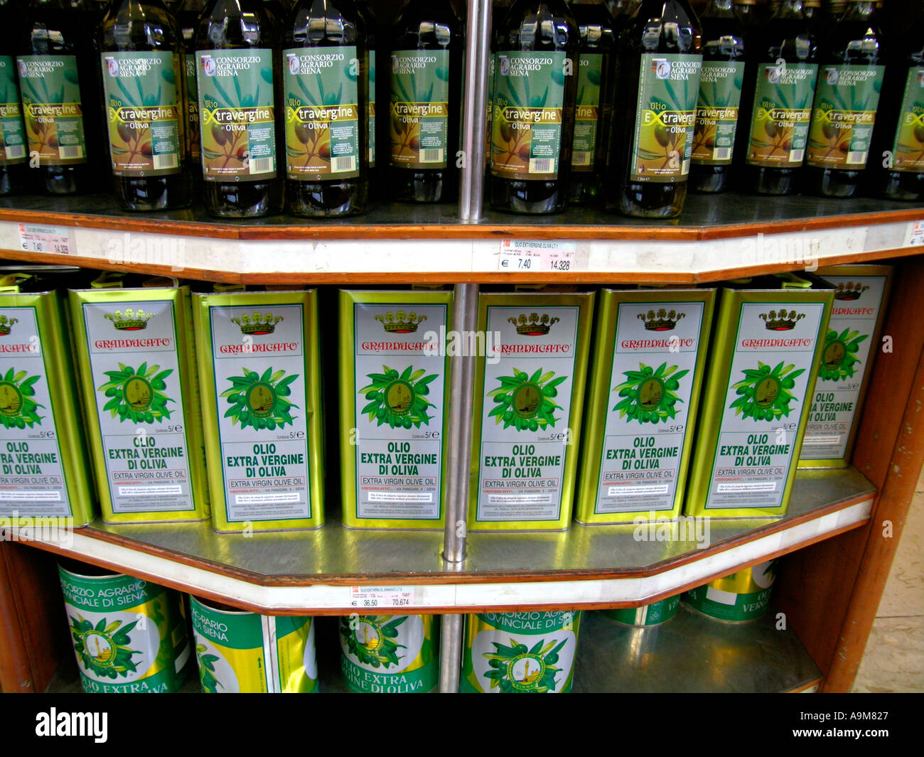 shelf with olive oil Stock Photo - Alamy