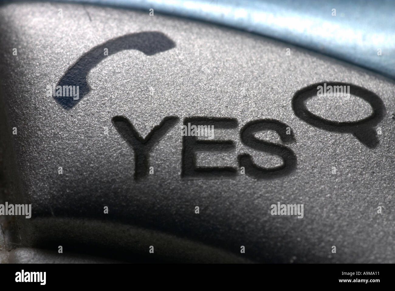 "yes" button on mobile phone Stock Photo - Alamy