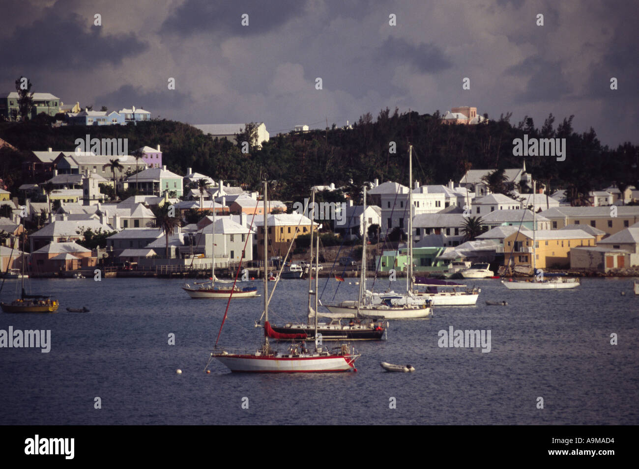 Sailboats in harbor in Bermuda Stock Photo - Alamy