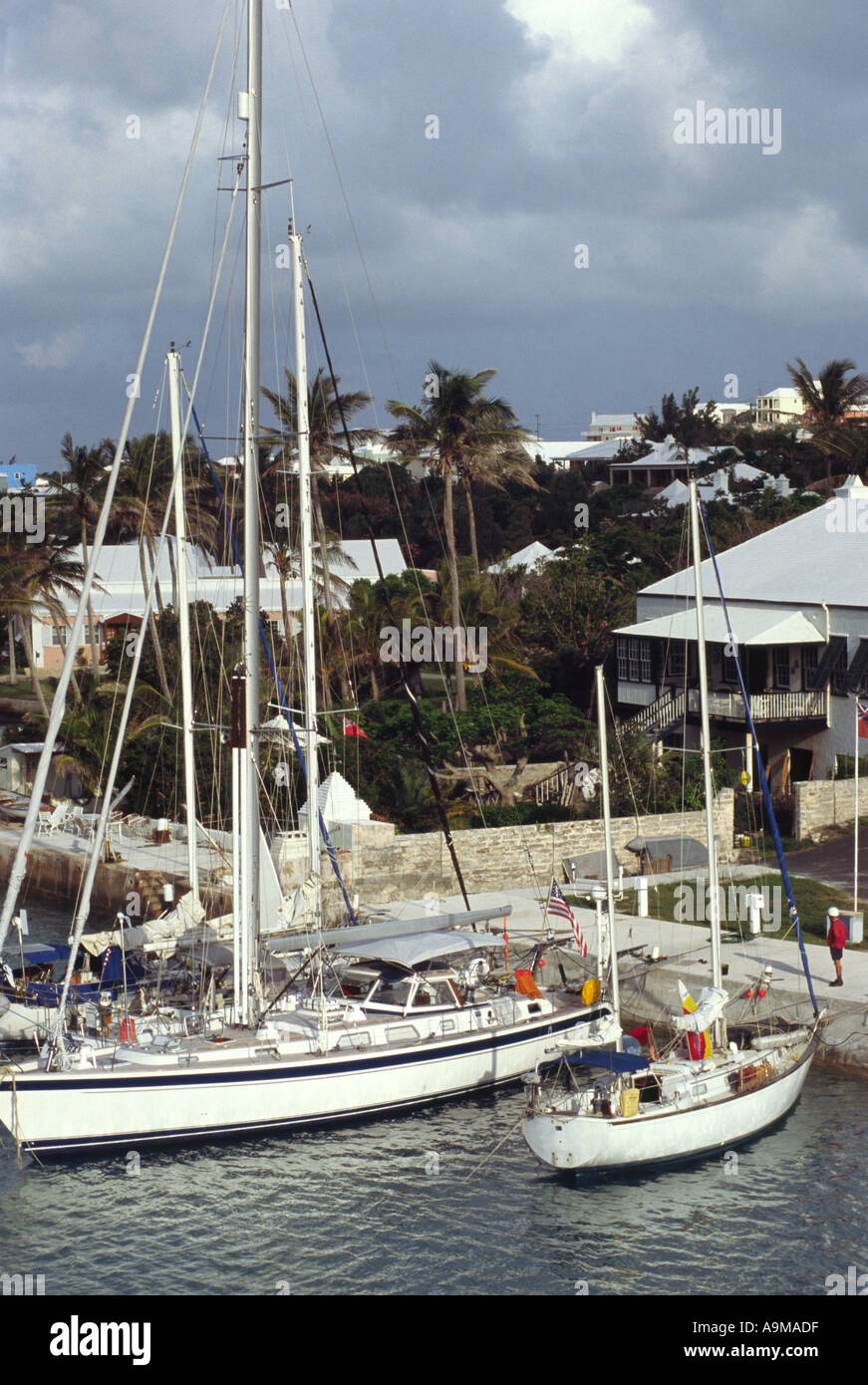 Sailboats docked in Bermuda Stock Photo - Alamy