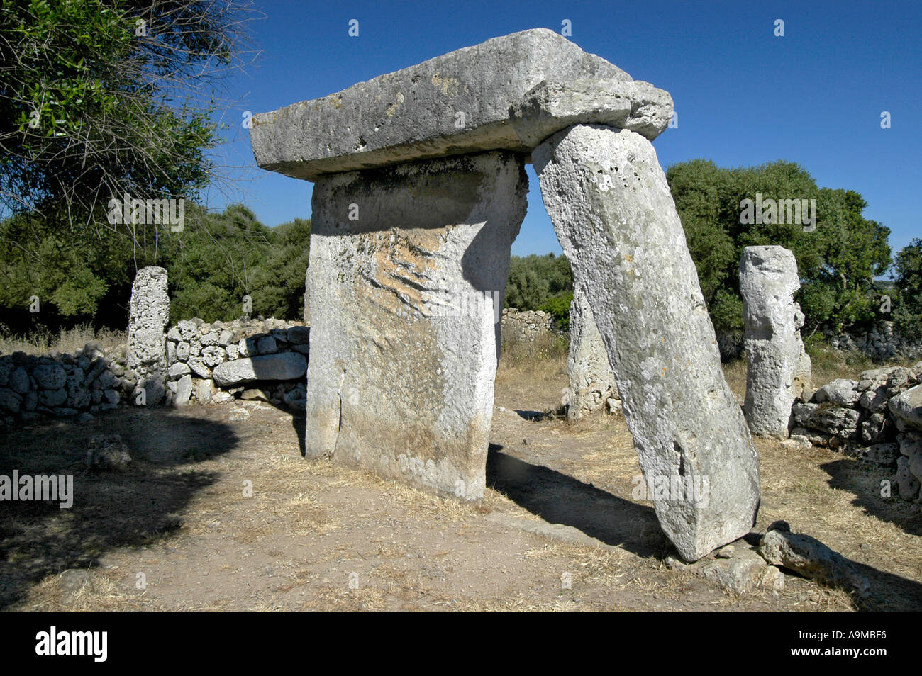Taula at the archeological site of Talati de Dalt Stock Photo - Alamy