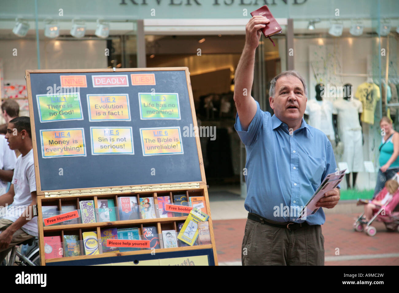 religious preacher in shopping centre Stock Photo - Alamy