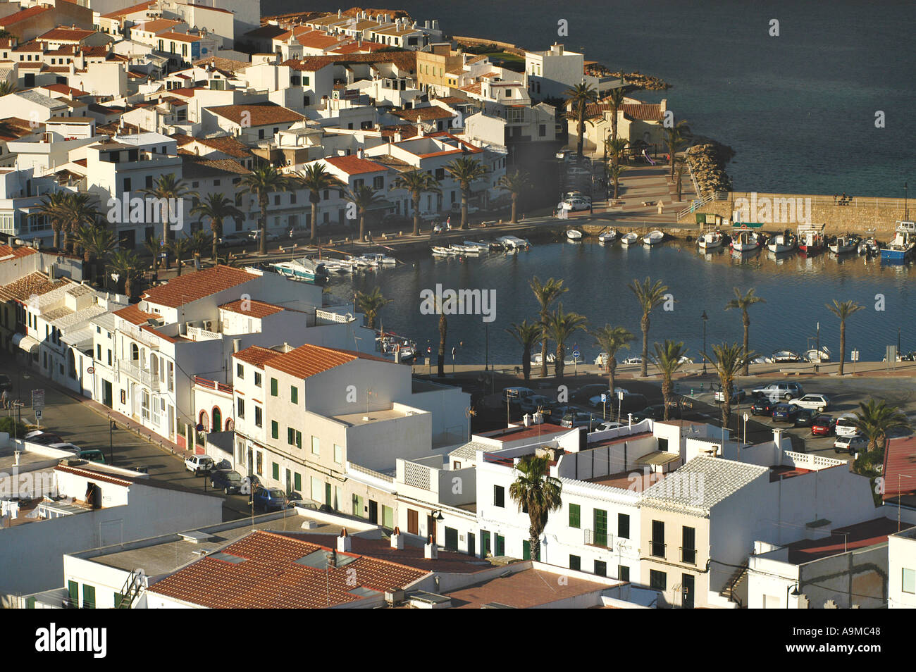 harbor and historic center of Fornells Stock Photo - Alamy