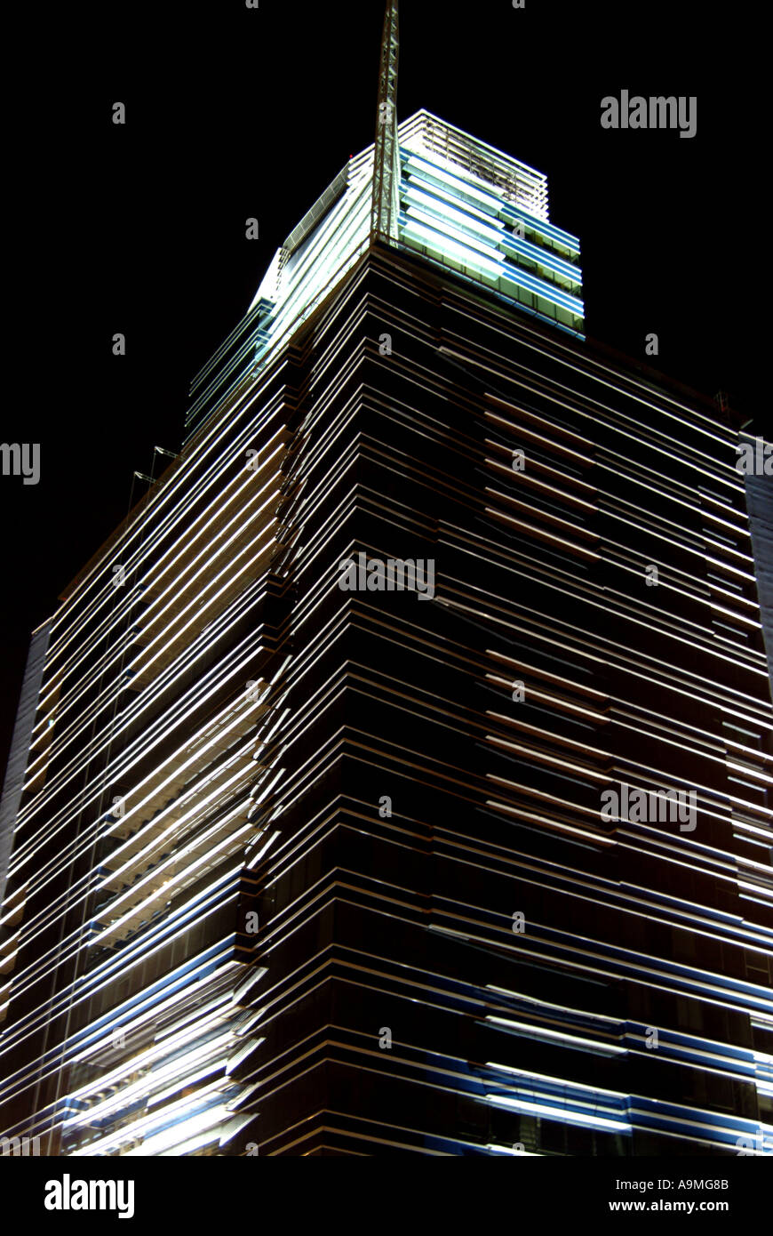 Modern office block building at night in Santiago Chile Stock Photo - Alamy