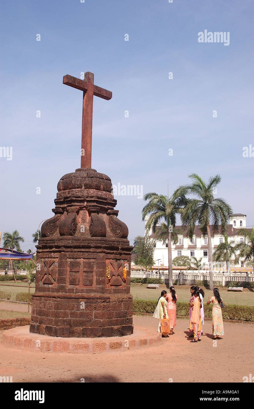 Cross Old Goa India Stock Photo - Alamy