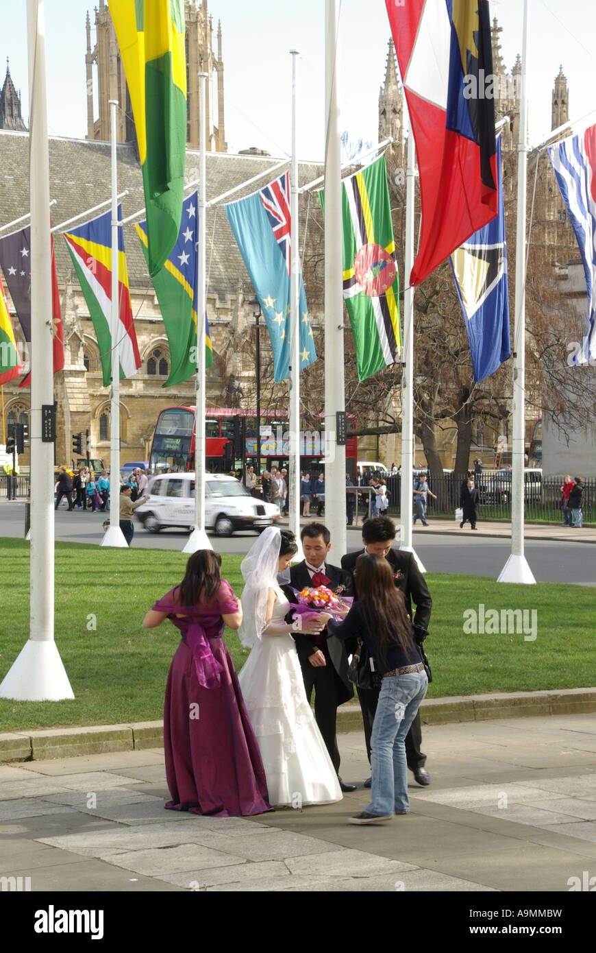Parliament Square British Commonwealth countries flags with wedding ...