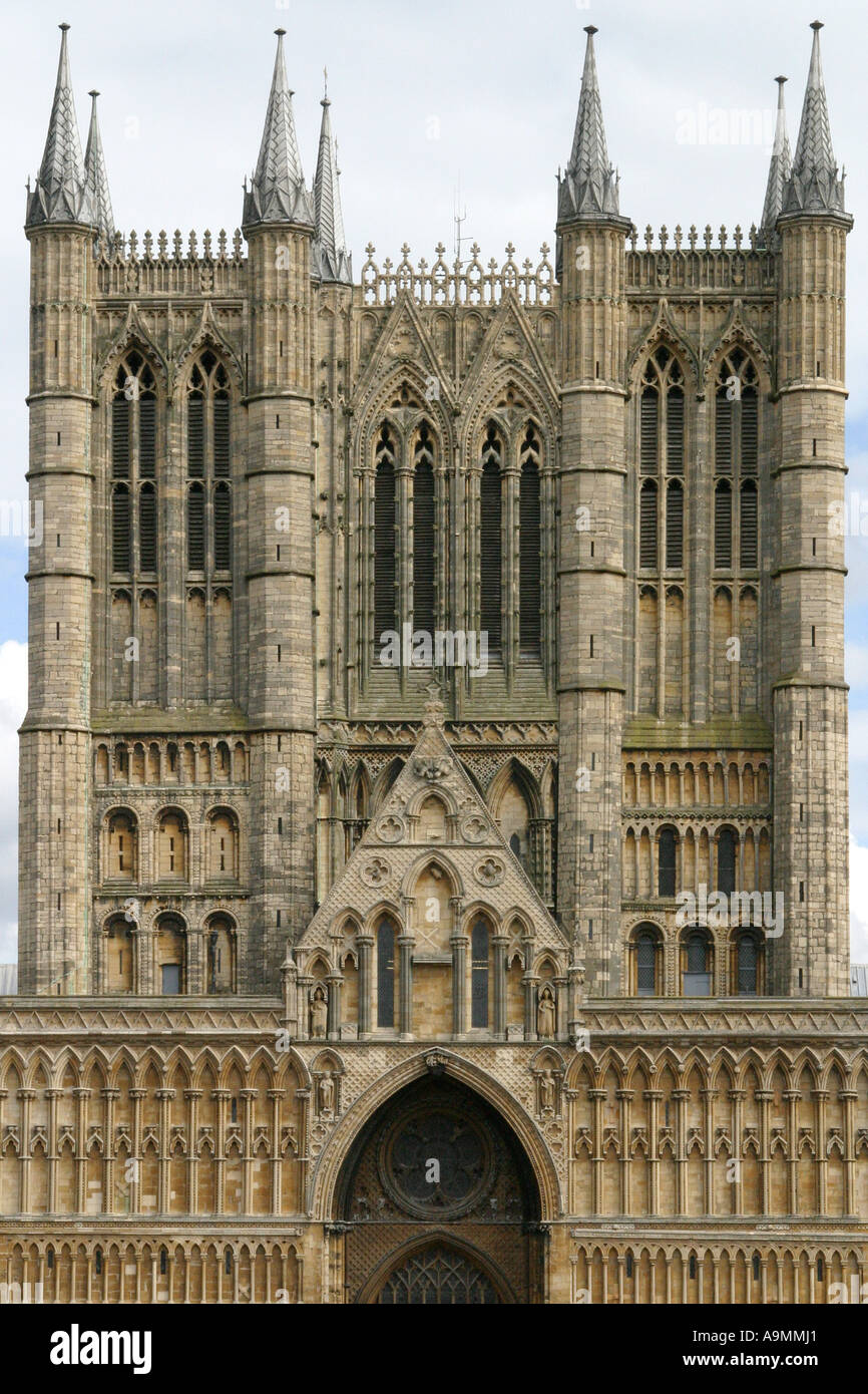 Detail of West front of Lincoln Cathedral from the castle wall Stock ...