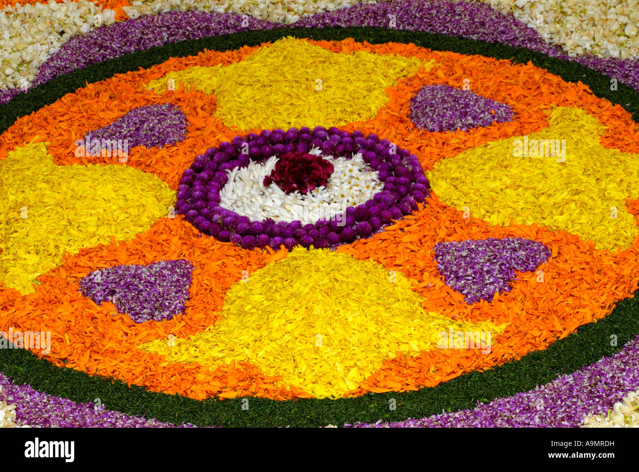 Onam pookalam floral design in kerala hi-res stock photography and ...