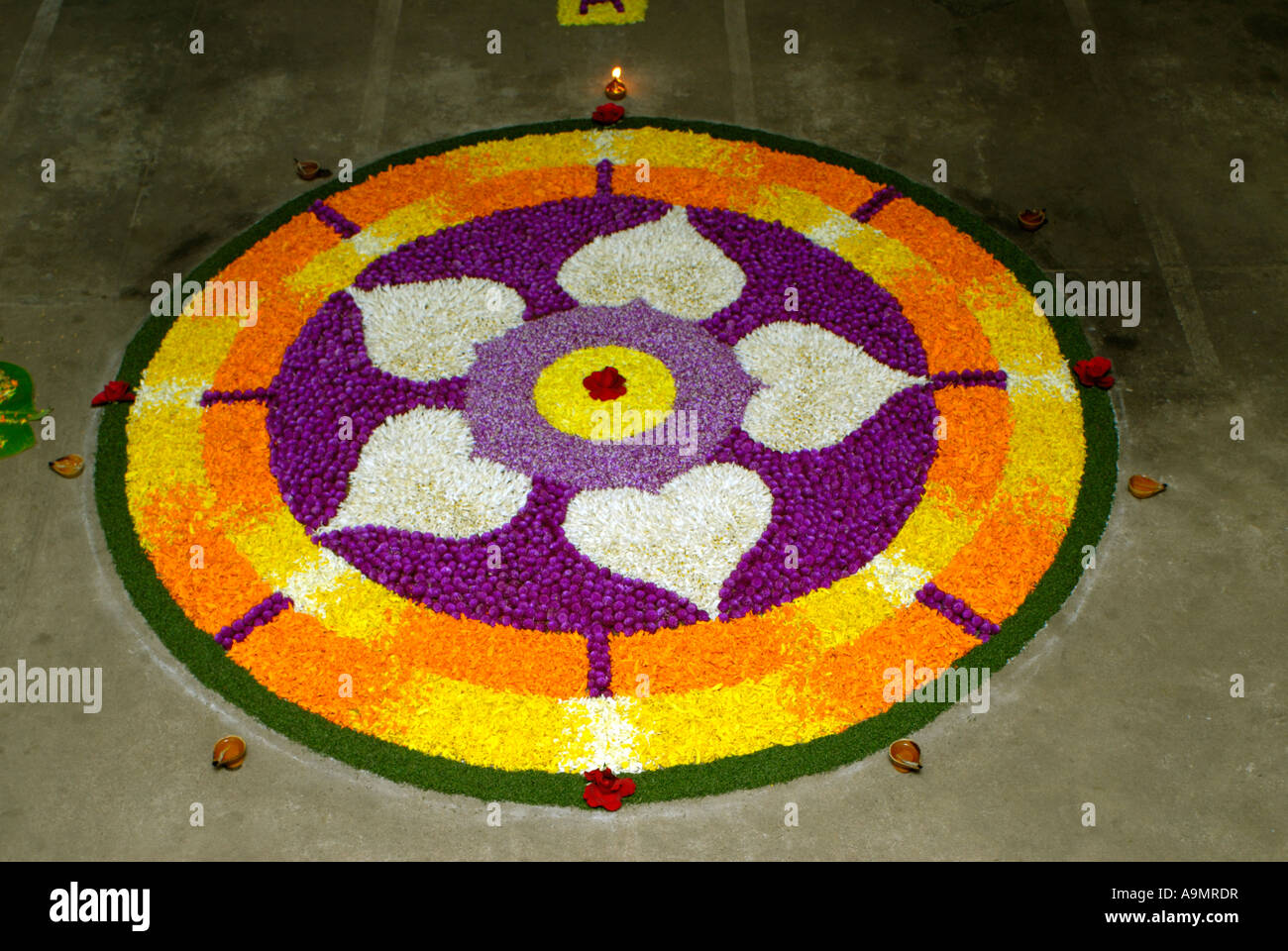 Onam pookalam floral design in kerala hi-res stock photography and ...
