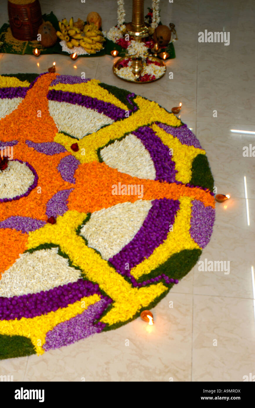 FLORAL DECORATIONS DURING ONAM IN KERALA Stock Photo - Alamy