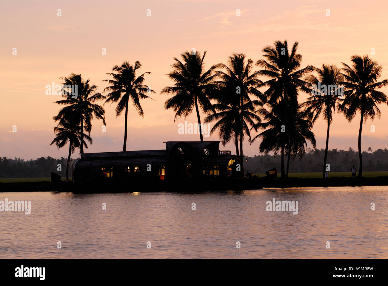 SUNSET OVER THE BACKWATERS OF ALLEPPEY KERALA Stock Photo - Alamy