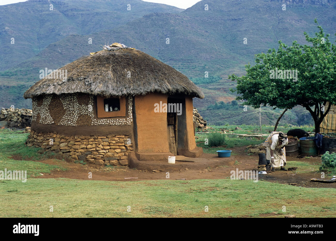 Traditional house, Malealea Village, Lesotho Stock Photo - Alamy
